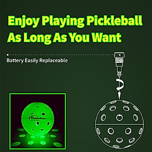 PickleStar LED Light Up Pickleball Balls, Glow in The Dark Pickleball Balls, Offcial Size OutdoorPickleBalls with Light 4 Pack LED Light Up Pickle Balls, Unique Gift for Pickleball Lovers
