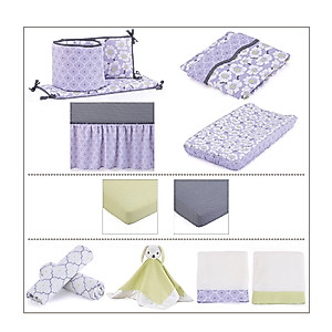 Balboa Baby Lavender Poppy Collection Fitted Crib Sheet - Honeydew