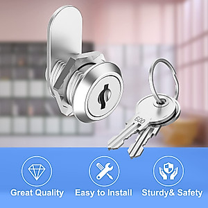 BOZXYE 1 Pack Cabinet Locks with Keys, 5/8" Cabinet Lock Tubular Cam Lock Keyed Alike, Rv Locks for Storage Door Secure Files Drawers Toolbox, Zinc Alloy