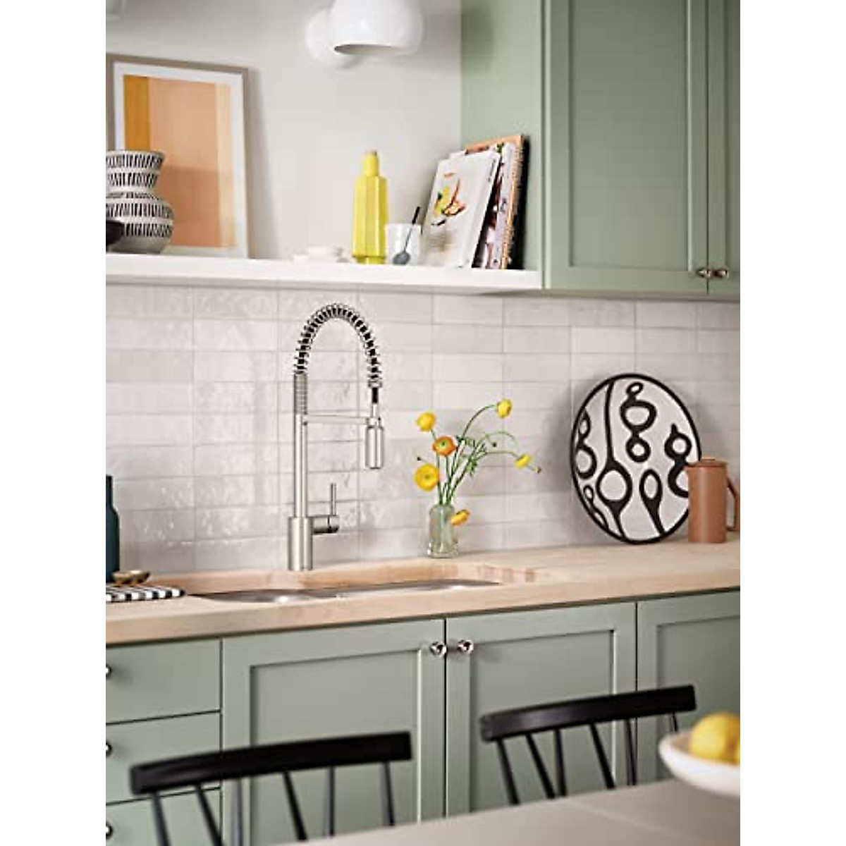 Moen Align Spot Resist Stainless Steel Motionsense Wave Sensor Touchless One-Handle High Arc Spring Pre-Rinse Pulldown Kitchen Faucet with Sprayer, 5923EWSRS