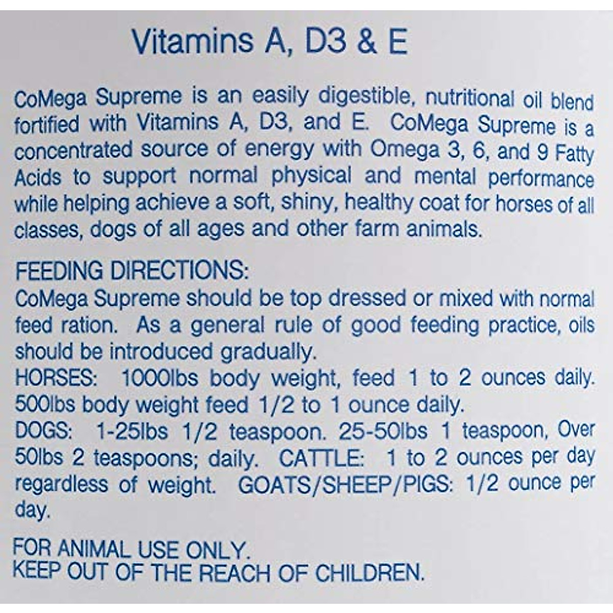 AniMed CoMega Supreme, 1 Gallon, Balanced Essential Fatty Acid Coat Supplement for Horses