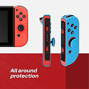 TNP Joycon Case for Nintendo Switch - Silicone Joy Con Case for Nintendo Switch & Switch Oled - Protective Switch Controller Case Cover with Thumb Grip Caps for Nintendo Switch Joycon (Black)