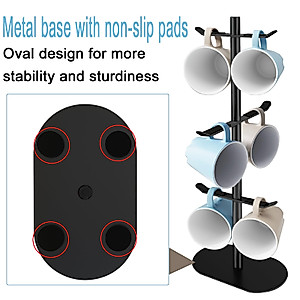 XEENEW Mug Holder Tree, Coffee Cup Holder with 6 Hooks, Coffee Mug Rack, Metal Mug Tree for Counter, Mug Holder Stand Coffee Mug Hanger(Balck)