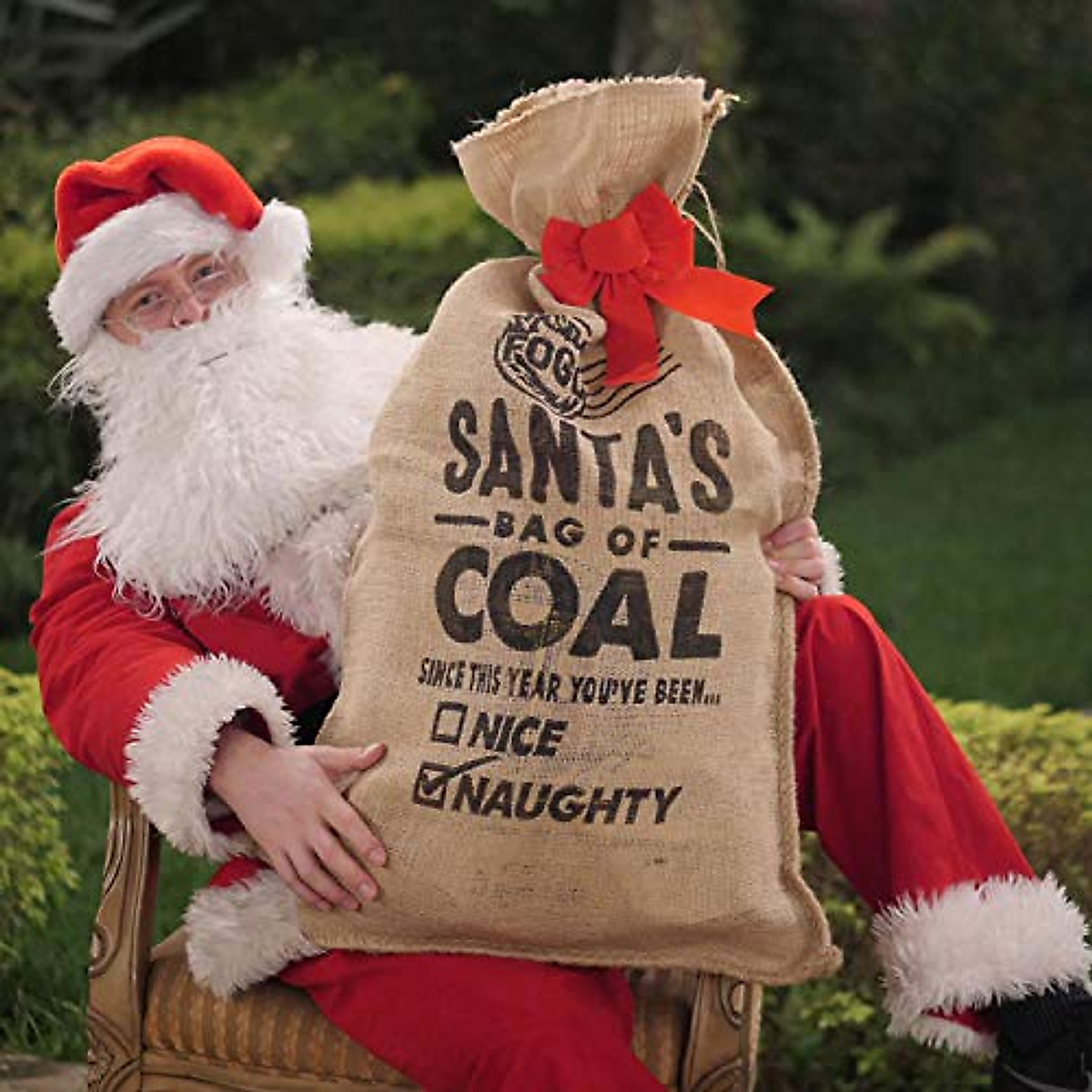 Fogo Santa's Bag of Coal, 17.6 Pound Bag of Premium Hardwood Lump Charcoal for Grilling and Smoking in Burlap Christmas Sack