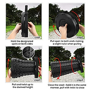 2023 Upgraded-Portable Collapsible Folding Stool, Retractable Telescoping Foldable Camping Stool for Adults for Outdoor Fishing Hiking Gardening Travel BBQ (Black)