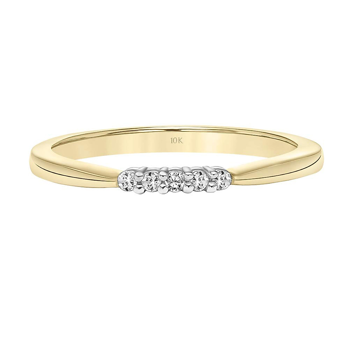 Brilliant Expressions 10K Yellow Gold 0.05 Cttw Conflict Free Diamond Accented Wedding or Anniversary Band (I-J Color, I2-I3 Clarity), Size 8
