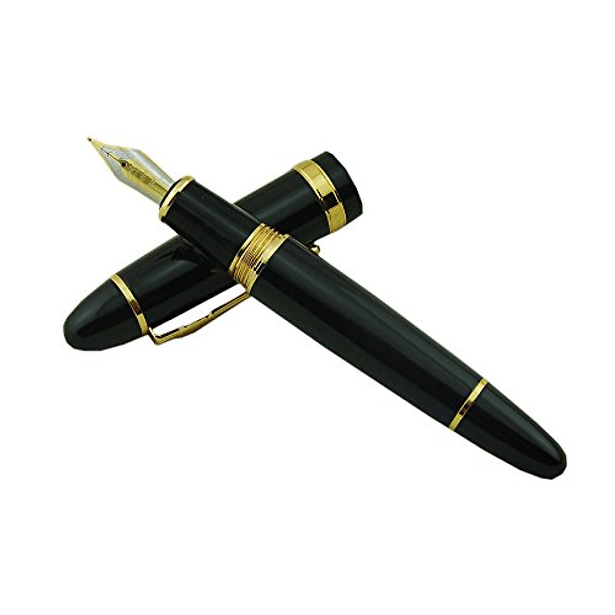 Jinhao 159 Vivid Black Fountain Pen (Gold Trim)