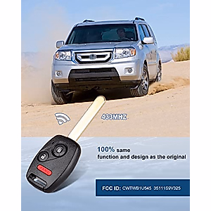 ECCPP Replacement Uncut 433MHz Keyless Entry Remote Key Fob fit for 2005-2008 Honda Pilot CWTWB1U545 (Pack of 1)