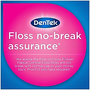 DenTek Cross Flosser Plaque Control Floss Picks, X-Shaped Floss, 75 Count, 3 Pack