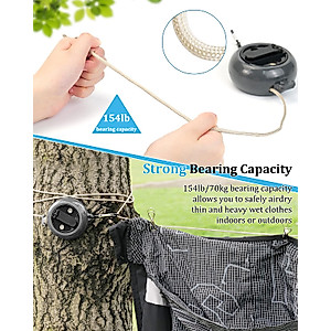 Portable Travel Clothesline, 32.8ft Retractable Clothesline, Camping Clothes Line with 20 Clothespins & 10 Stoppers, Clothes Lines for Hanging Clothes Outside, Indoor or Outdoor (Grey-Black)