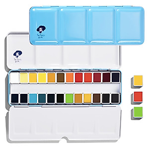 Paul Rubens Watercolor Paint Set Artist Grade, 24 Vivid Colors with Portable Metal Box for Artists, Beginners, Hobbyists, Students-Set B