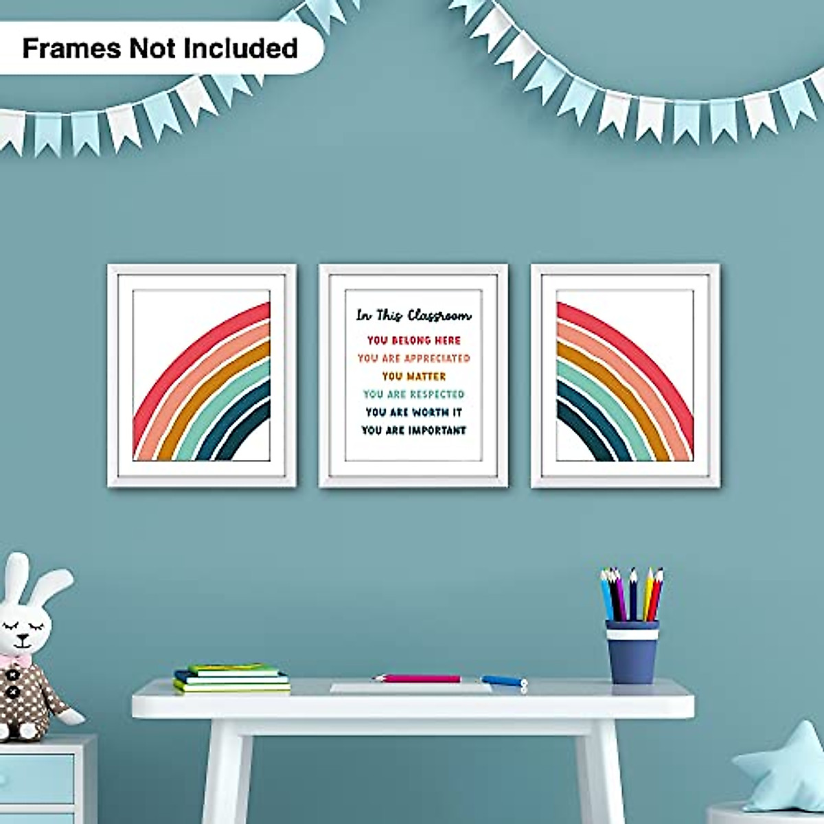 Inspirational Classroom Wall Art - 3-Piece Rainbow Set | Motivational Decor