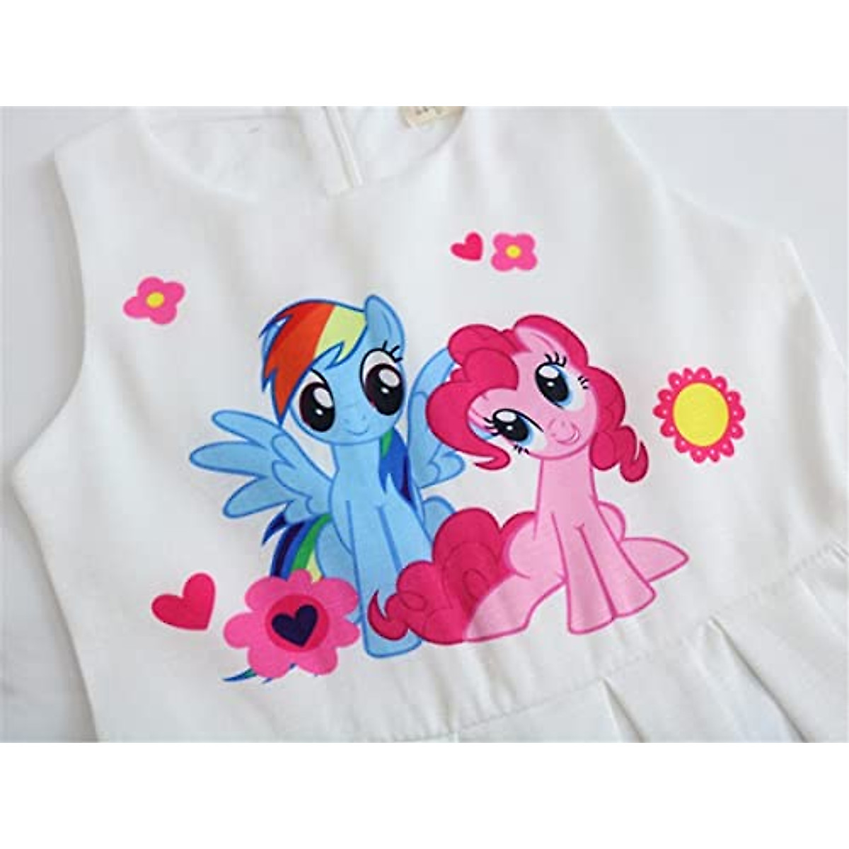 TOHD Toddler Girls Baby Princess Dress Sleeveless Little Pony Print Show Dresses (5-6 Years, White)