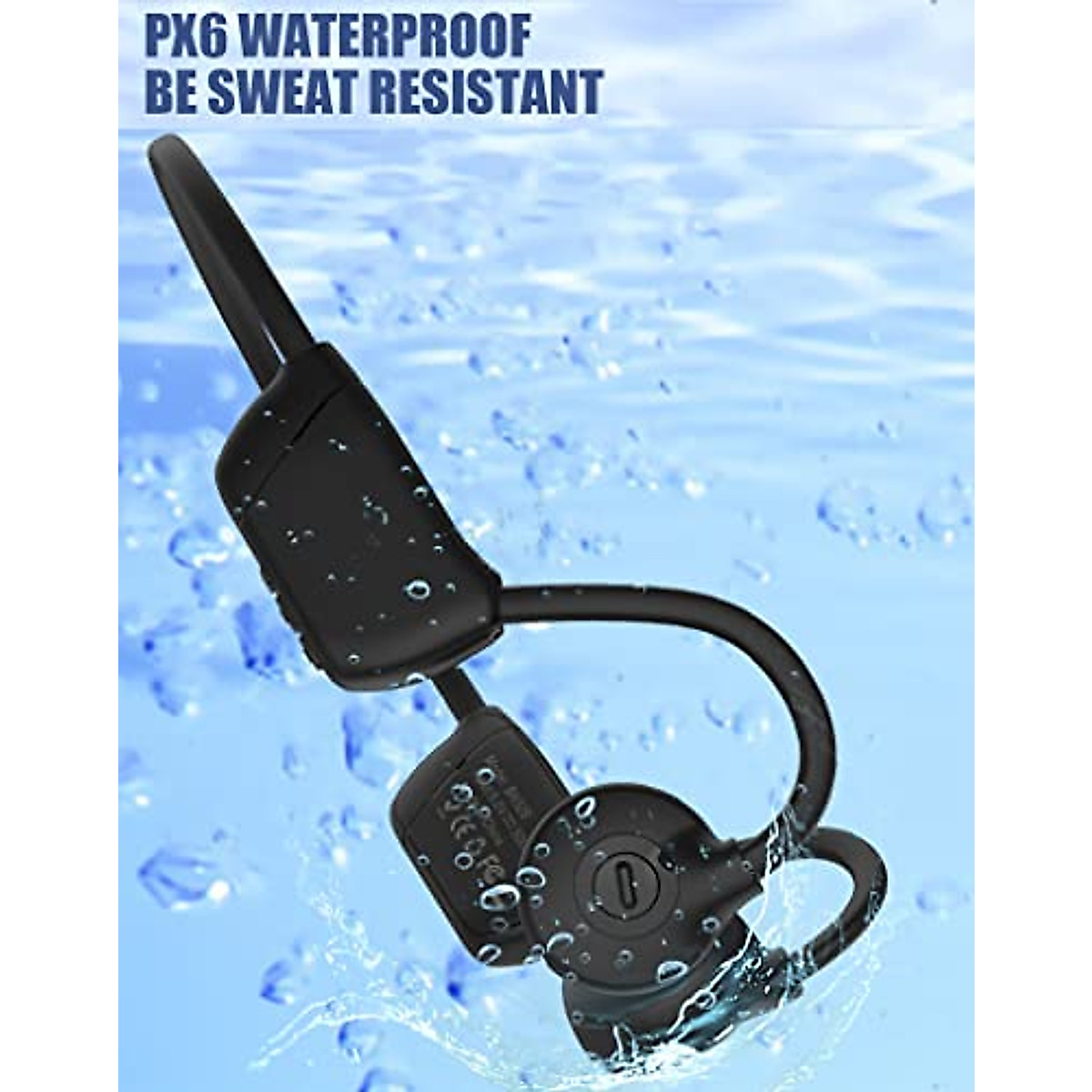 Bone Conduction Headphones Bluetooth 5.3 Open Ear Wireless Sports Earbuds IPX6 Waterproof Noise Cancelling Ear Buds Long Battery Life Earphones with Mic for Running Hiking Workout Sport Android iOS