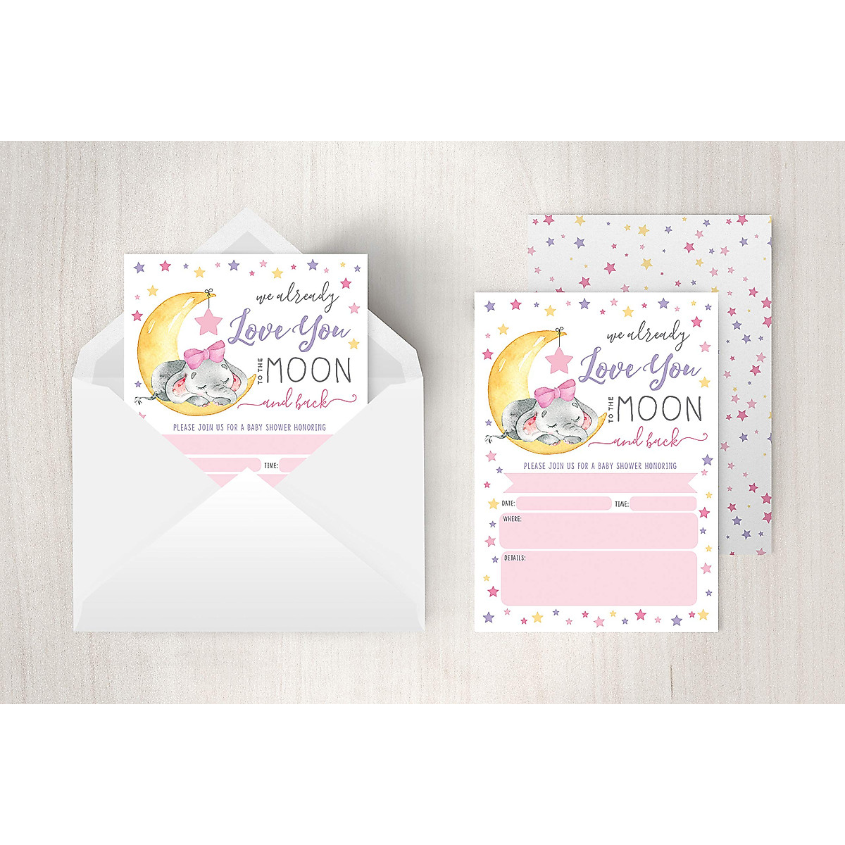 Your Main Event Prints Greeting Card, Baby Shower Invitation, Elephant, 20 Invitations and Envelopes