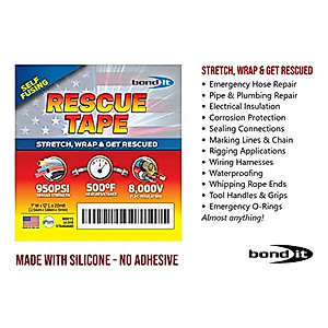 Rescue Tape, Self-Fusing Silicone Tape, Emergency Plumbing Pipe & Radiator Hose Repair, Electrical Insulation, Military Std, 1" x12', Blue