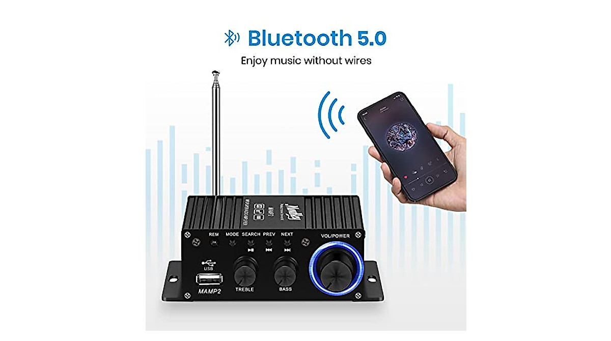 Moukey Mini Bluetooth Amplifier 50W - Compact Home & Car Stereo