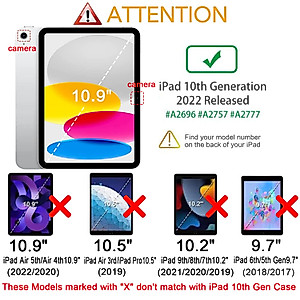 for iPad 10Th Generation Case, for iPad Case 10Th Generation 2022, for iPad 10Th Gen Case 10.9 Inch Pencil Holder/Hand Strap/Pocket, Adjustable Stand, Auto Wake/Sleep, Black Flower Floral