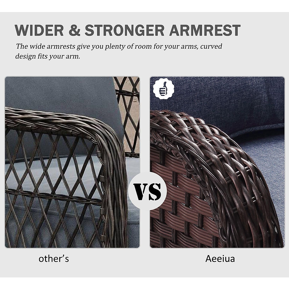 Outdoor Furniture Set, 6 Pieces Rattan Wicker Swivel Chair Coversation Set with Ottomans