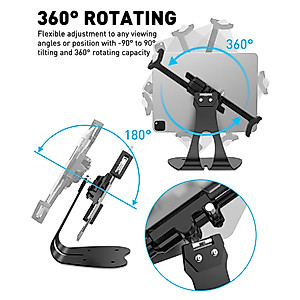 AboveTEK Anti-Theft iPad Stand, Universal Security POS Tablet Stand, Diagonally-Oriented iPad Locking Mount for 7-13 inch iPad, Galaxy with Security Cord and Key, 360° Swivel for Business and Retail