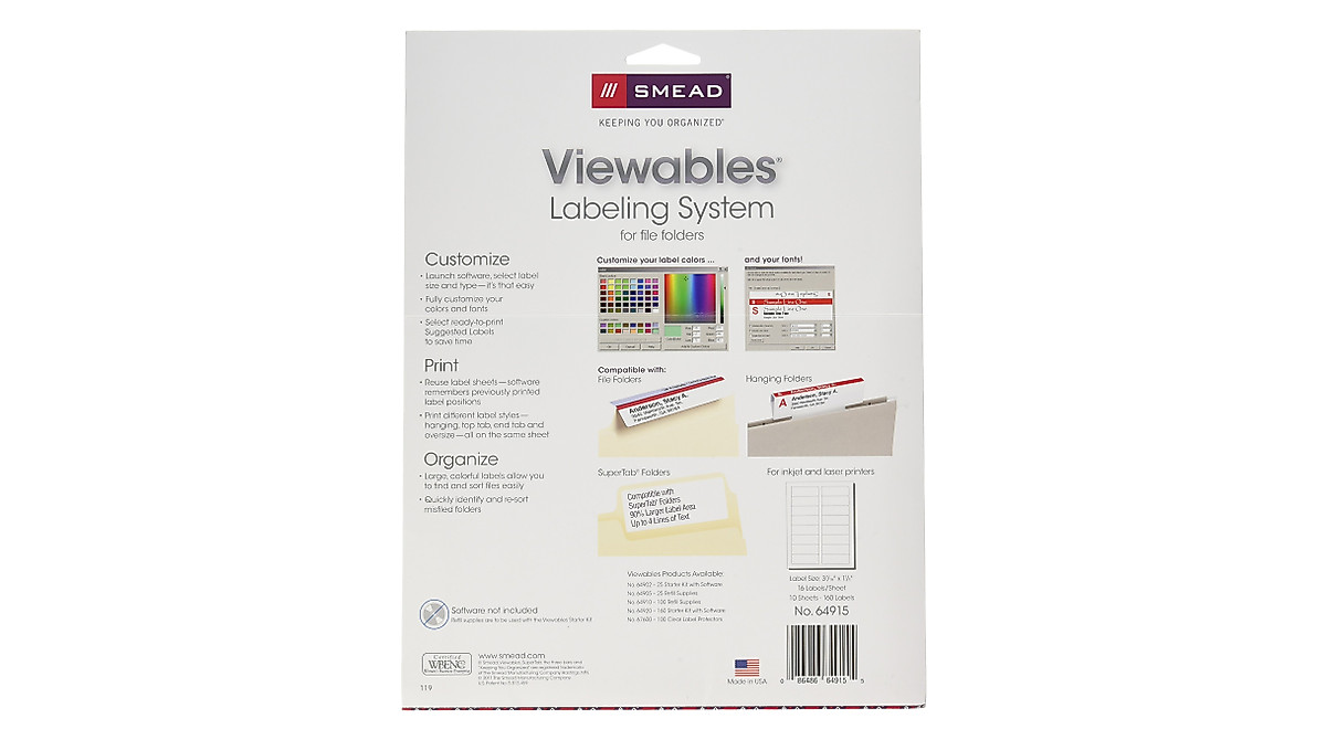Smead Viewables Color Labeling System Refills - 160 White Labels