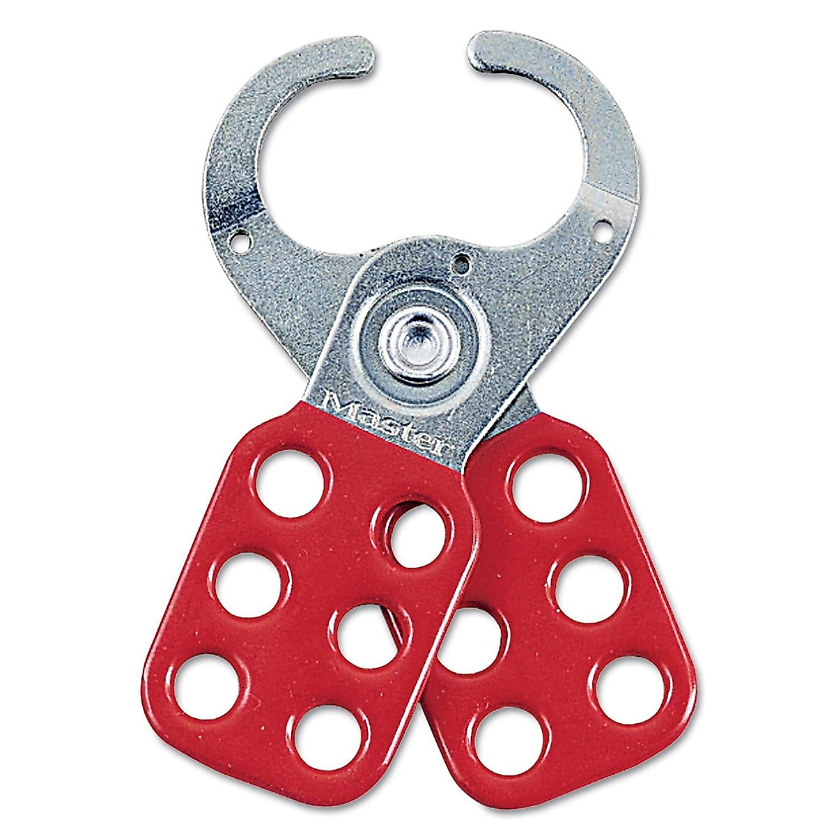 Master Lock 421 Lockout Tagout Hasp with Vinyl-Coated Handle and Extended Jaw, Red