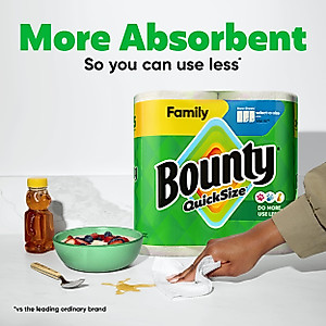 Bounty Quick-Size Paper Towels, White, 16 Family Rolls = 40 Regular Rolls (Packaging May Vary)