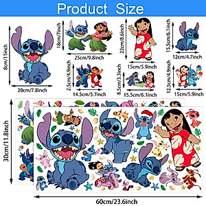 2 Sheets Cartoon Wall Decals, Large Removable Waterproof Peel and Stick Wall Stickers Ideal for Boys Girls Bedroom Bathroom Living Room Nursery Playroom Wall Decor
