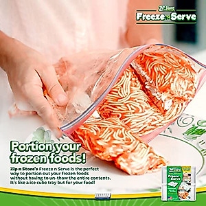 Zip n Store - Freeze n Serve - Organize Your Freezer - Freeze In Bulk, Serve In Portions, Perfect For Meal Prep + Portion Control + Organization, Freeze Leftovers, Like An Icecube Tray For Food