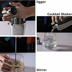 Arora 24OZ Cocktail Shaker Mixer Set, 3Pcs Bar Acccessories Including Martini Shaker, Long Handle Mixing Stirring Spoon, Cocktail Jigger for Bartending, Ideal Mixology Bartender Kit Home Bar Gift