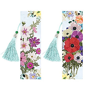 pigpigboss Morning Glory Bookmark Diamond Painting Kit 2 Pieces Diamond Painting Arts Flower Bookmark Diamond Painting Set for Adult Book Decor Bookmark Diamond Dot for Kid (21 X 6 CM)