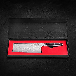TUO Vegetable Meat Cleaver Knife - Chinese Chef's Knife 7-inch High Carbon Stainless Steel  - Kitchen Knife with G10 Full Tang handle - Black Hawk-S Knives Including Gift Box