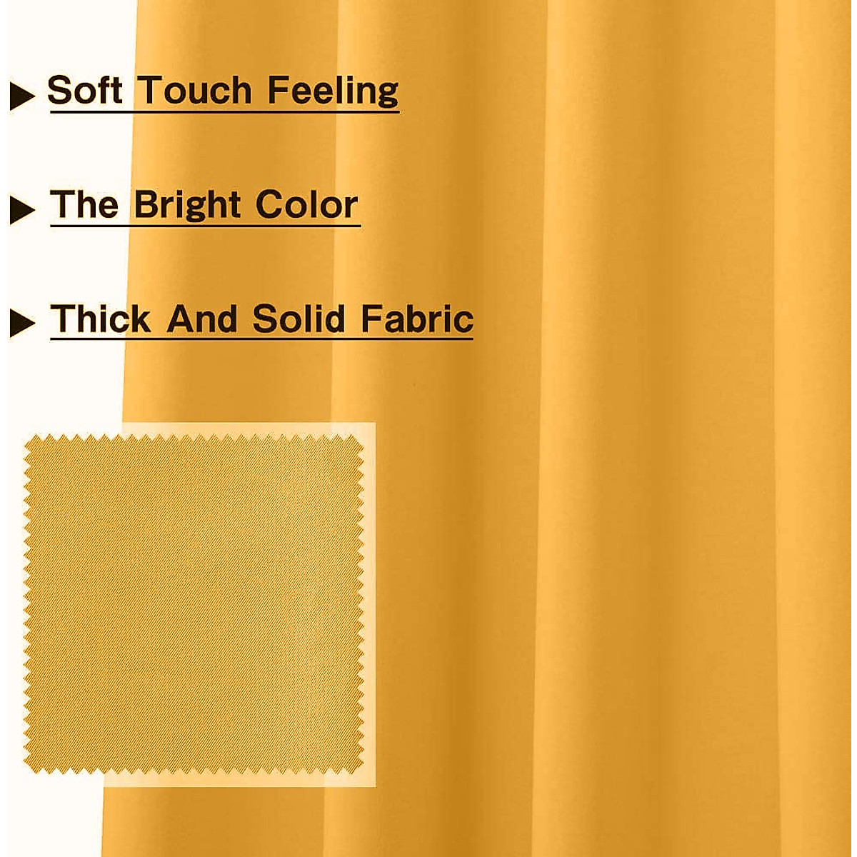 MYSKY HOME Yellow Blackout Curtains for Living Room Bedroom Curtains 84 Inches Long Grommet Room Darkening Window Curtains Thermal Insulated Single Panel Curtains 52 x 84 Inch, Mustard Yellow