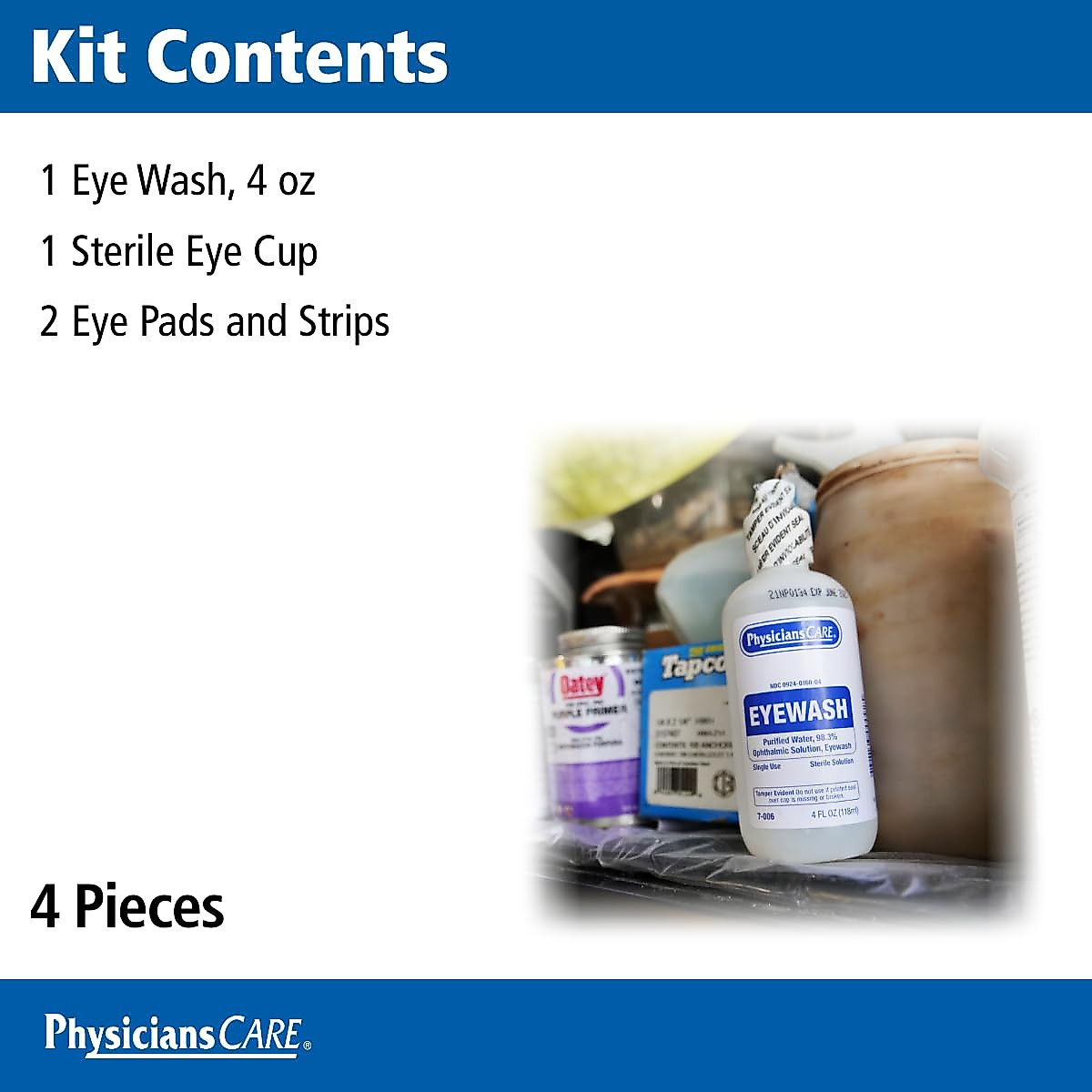 First Aid Only 6-Piece Eye Wash Kit with Oval Eye Pads, First Aid Adhesive Strips, Emergency Eye Rinse & Eye Wash Cup