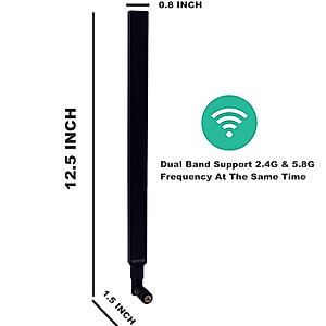 TECHTOO WiFi Antenna Dual Band 9 dBi 2.4/5.8GHz for Router AP - Security IP Camera - USB Card Adapter - PCI PCIe Cards - Range Extender - PC Desktop - Drone - PS4 Build (2.4/5.8GHz RP-SMA 2-Pack)