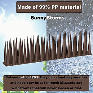 Bird Spikes 4 Inch High，Pigeon Outdoor Deterrent Spikes, Used to Keep Cats Small to Medium Sized Birds Away.Bird Plastic Fence Spikes for Railing and Roof.Away Covers 10.7 Feet(325cm), Brown