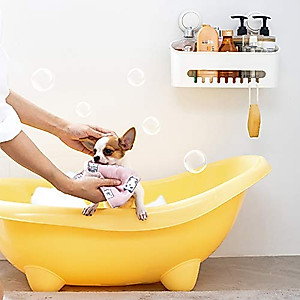 Shower Caddy Suction Cup Shower Shelf Suction Shower Basket One Second Installation Removable Powerful Shower Organizer Max Hold 22lbs Suction Bathroom Caddy Waterproof Shower Storage - White