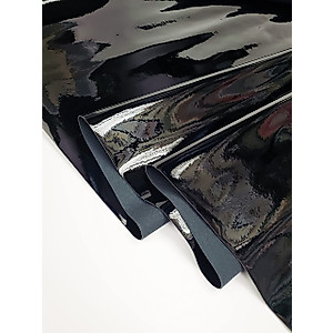 Patent Glossy NEON Vinyl TPU Leatherettes Fabric Fake Leather 52" Wide Sold by The Yard (Patent, Black)