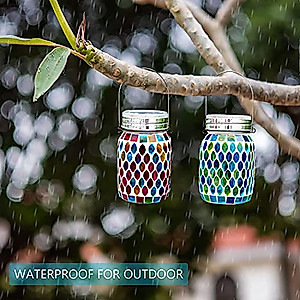 2 Pack Solar Outdoor Mosaic Lantern,Solar Lights Outdoor Hanging Lanterns Rechargeable Waterproof Table lamp Mosaic Night Light for Garden, Patio, Party, Yard, Outdoor/Indoor Decorations