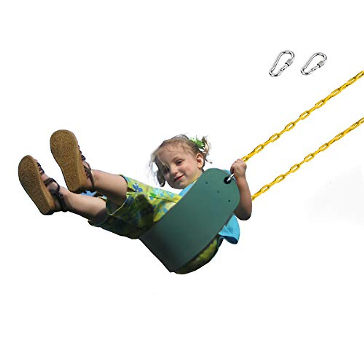 Heavy Duty Swing Seat 66" Chain Plastic Coated, Playground Backyard Kids Swing Set Accessories Outdoor Replacement with Snap Hooks, Swings for Kids Adults(Green)