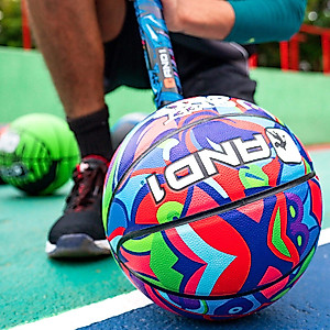 AND1 Street Grip Premium Composite Leather Basketball & Pump- Official Size 7 (29.5”) Streetball, Made for Indoor and Outdoor Basketball Games (Orange)