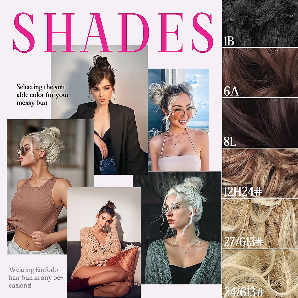 Earfodo Messy Bun Hair Piece, Messy Hair Bun Scrunchies for Women Tousled Updo Bun Synthetic Wavy Curly Chignon Ponytail Hairpiece for Daily Wear(27/613#:Strawberry Blonde & Bleach Blond Mixed)…