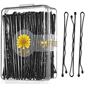 KANPRINCESS 100PCS 2.4Inch Bobby Pins Black,Pain-Free Bobby Pins for All Hair Types,Hair Pins for Women Girls,Hairpins for Buns with Box(Black)
