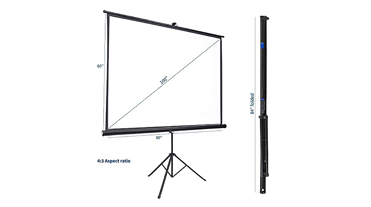 VIVO 100 Inch Portable Projector Screen - HD 4:3 Indoor/Outdoor