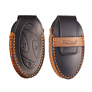 SANRILY Handmade Leather 7 Button Key Fob Cover for Hyundai ioniq 6 2023 Smart Key Keyless Full Protection Key Fob Case with Keychain Black