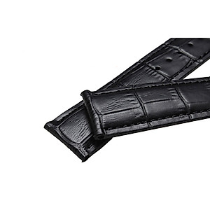 Richie strap 20mm 21mm 22mm Crocodile skin pattern Leather Watch Straps Deployment Clasp Band for IWC Portugieser Pilot's Watchs[IW35312/IW371401] (21mm, Black)