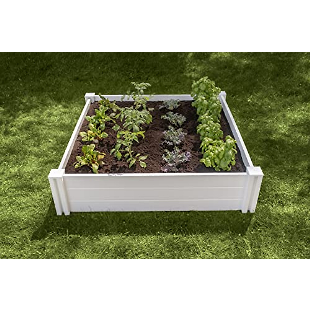 Vita Classic 4'X4'x11 Vinyl Raised, White VT17108 x 4ft Modular Garden Bed, 11" H
