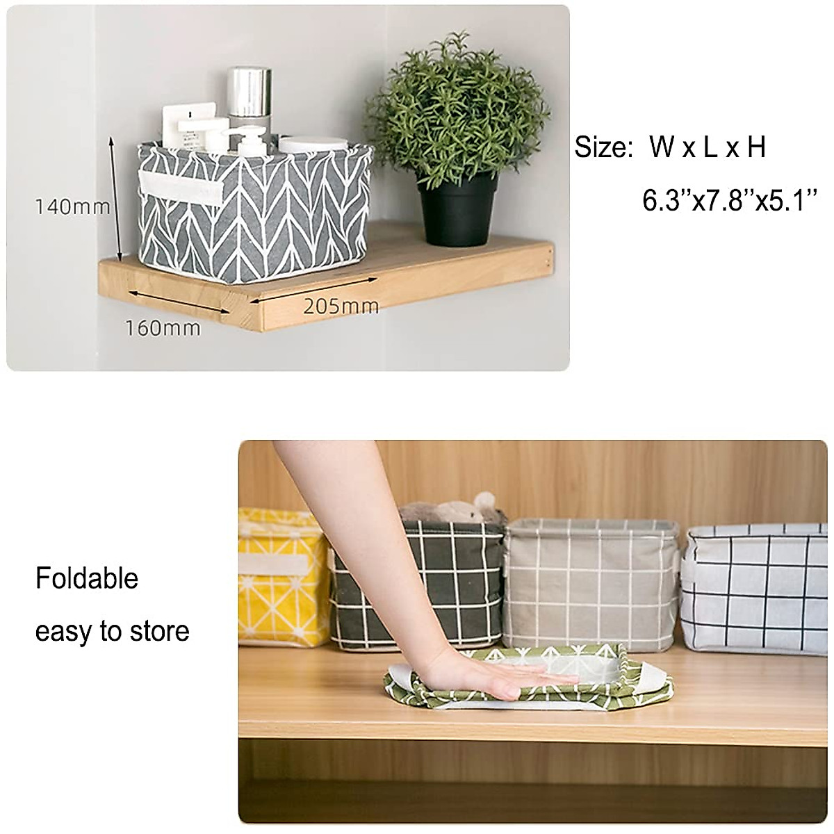 Oaixuilhy Foldable Storage Basket Set of 6 Collapsible Canvas Containers Fabric Shelf Bins with Handle Waterproof for Desk Storage Home Decor Sundries (G)