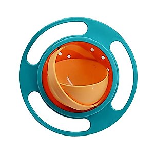 Song Qing Magic Gyro Bowl 360 Degree Rotate Spill-Proof Bowls with Lid Plastic Creative Dishes Practice Feeding Bowls