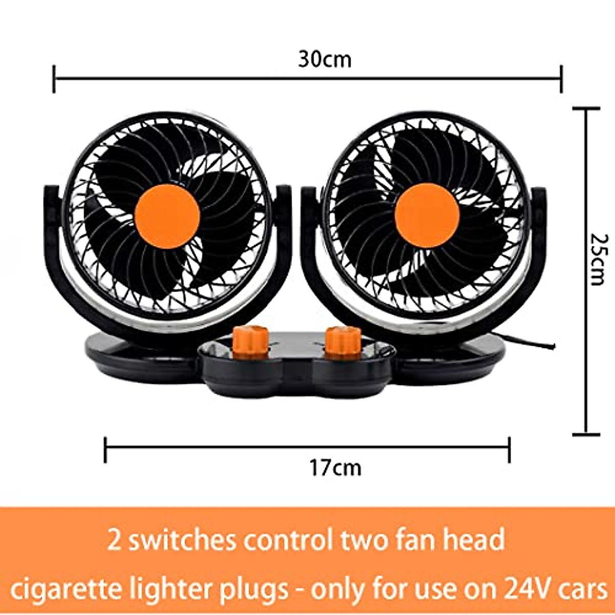 Car Fan, Electric Car Fans for Rear Seat Passenger Portable Car Seat Fan Headrest 360 Degree Rotatable Backseat Car Fan (24V Cigarette Lighter)